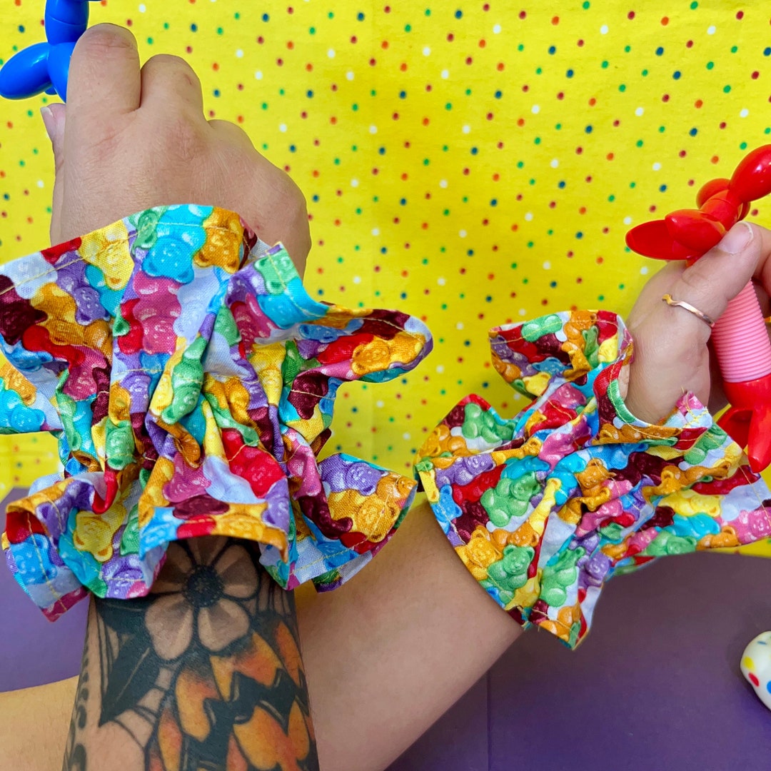 Clown Ruffle Cuff Set Gummy Bears Fabric Clowncore Costume Accessories ...