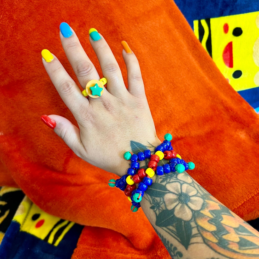 Clown Kandi Cuff and Ring Set Clowncore Bracelet Jewelry Accessories - Etsy