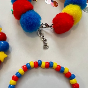 Clown Pom Pom Beaded Bracelet Set Clowncore Accessories Jewelry Primary ...