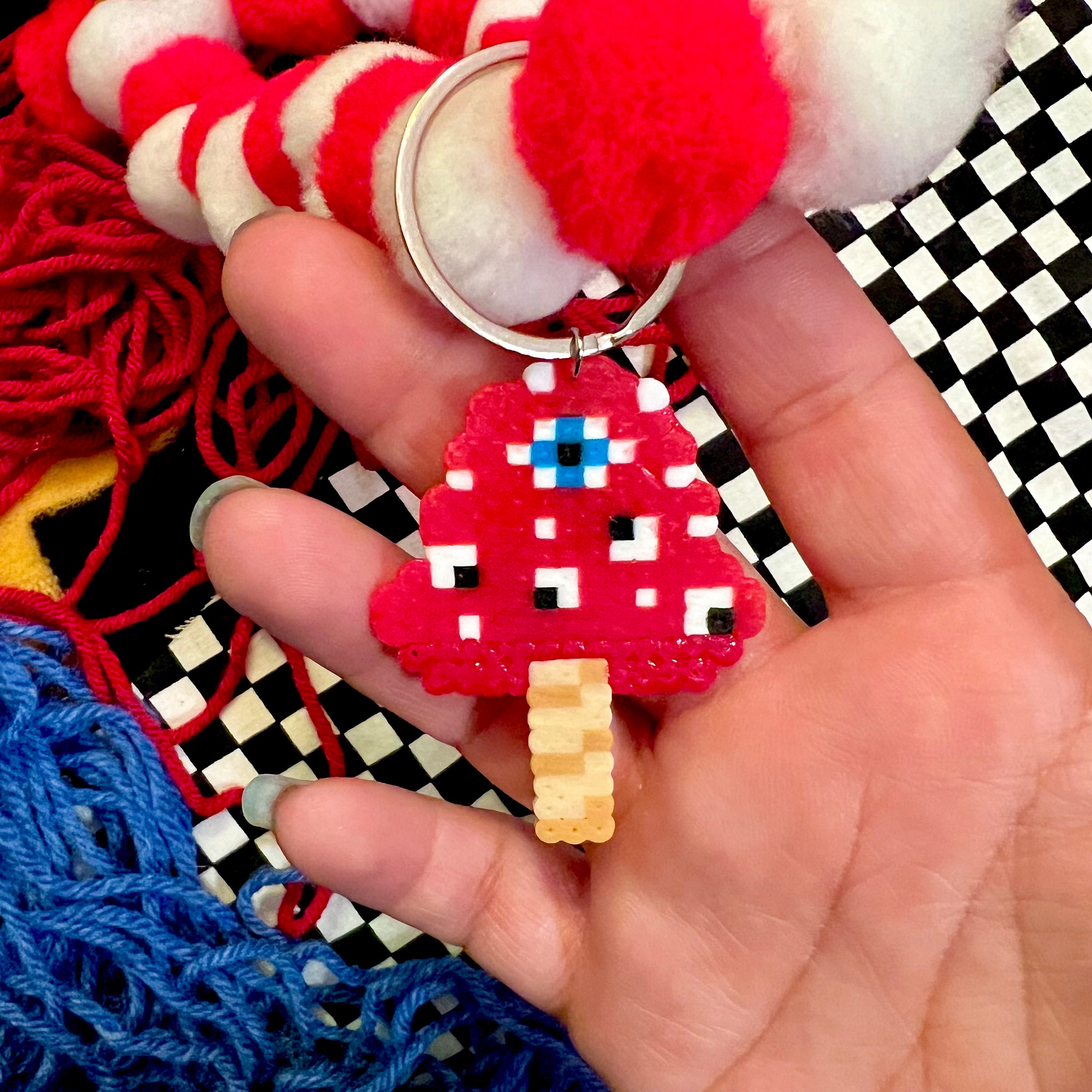 Pom Pom Weirdcore Mushroom Necklace Perler Clown Clowncore Jewelry - Etsy
