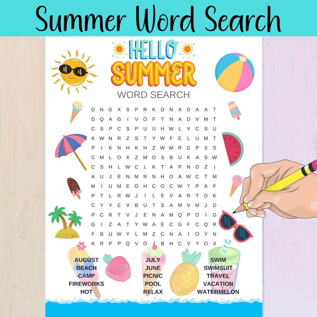 Summer Fun Word Search - Etsy