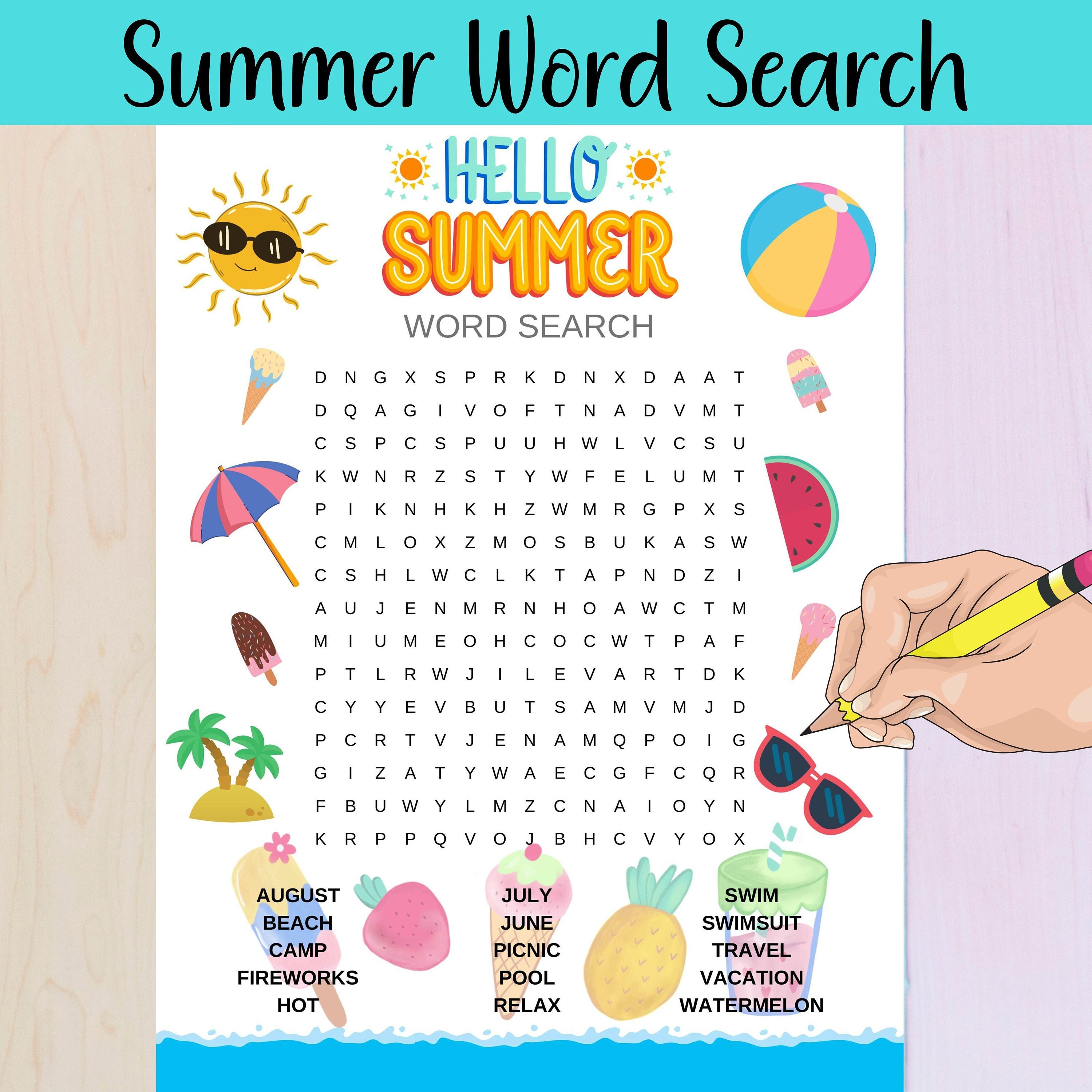 Summer Fun Word Search - Etsy