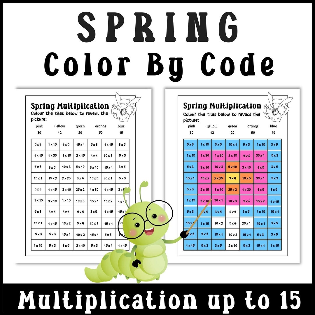 Spring Themed Flower Color by Code (color by Number) Multiply up to 15 ...