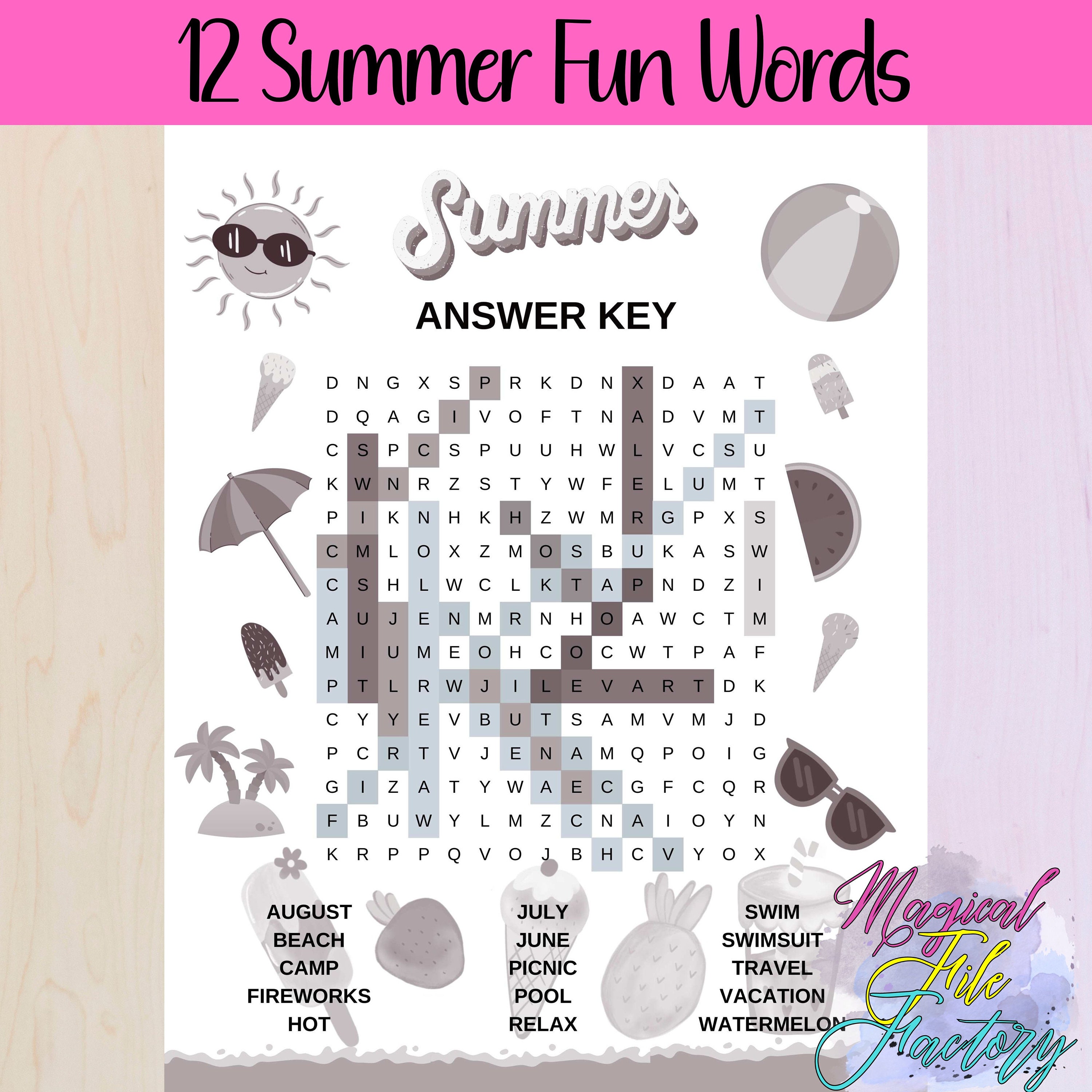 Summer Fun Word Search - Etsy