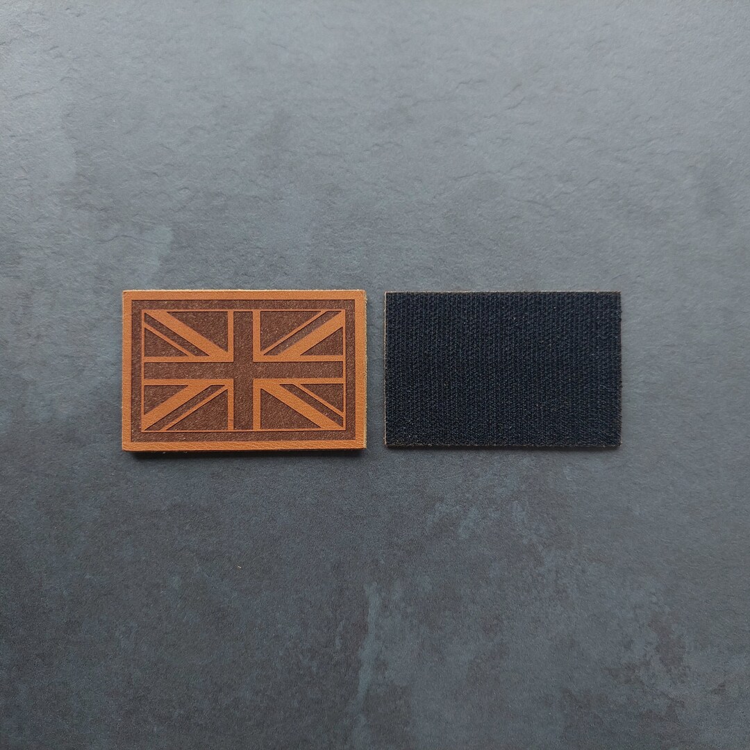 British Flag Patriotic Velcro Backed Leather Patch | 3x2 Inch - Etsy