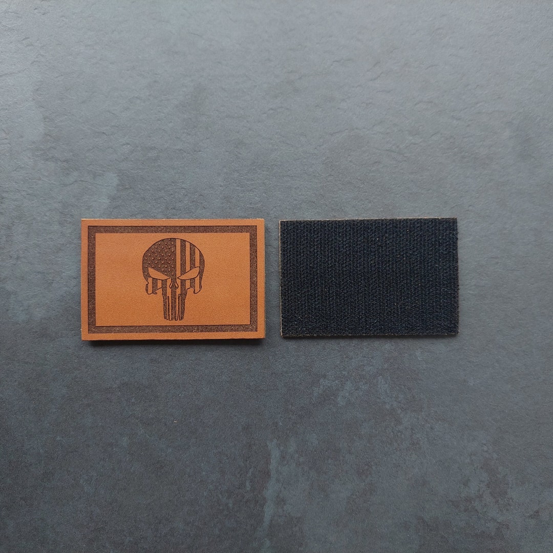 Punisher USA Flag Patriotic Velcro Backed Leather Patch 3x2 Inch - Etsy