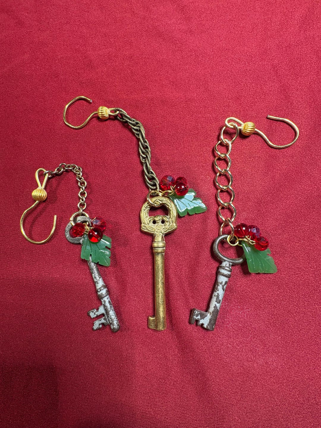 Antique Key Christmas Ornament: Santa's Magic Key With Crystal Beads - Etsy
