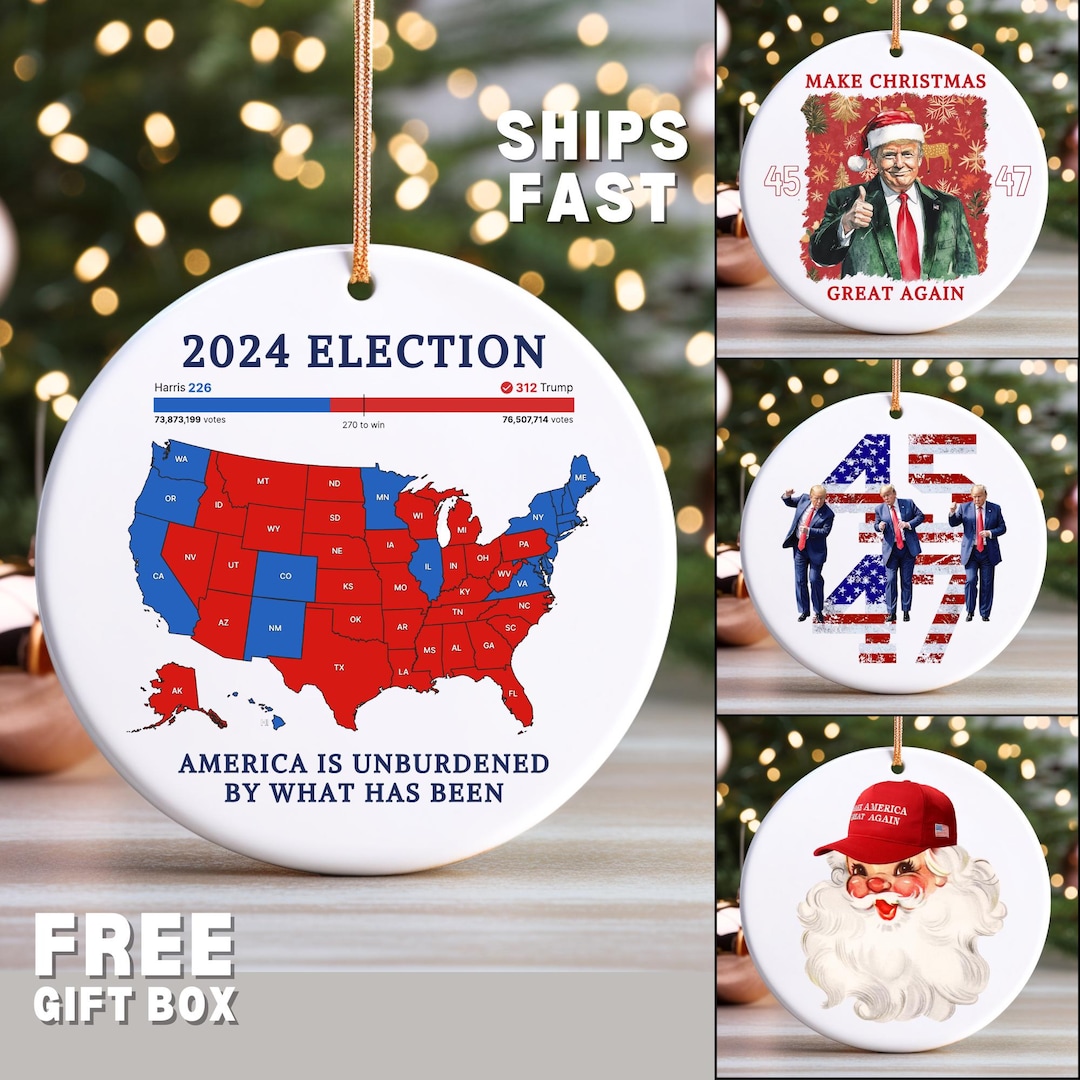 2024 Election Map Ornament, Unburdened by What Has Been, Red Wave ...