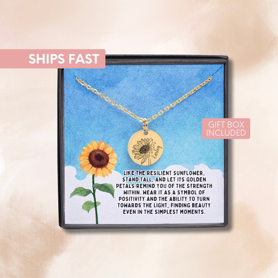 Sunflower Name Necklace Personalized, Sunflower Gifts for Women, Custom ...