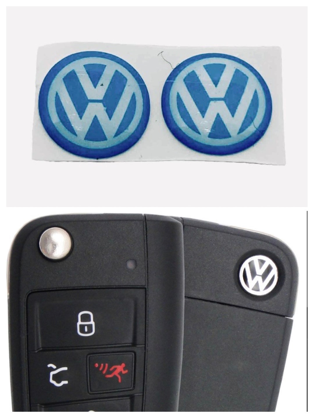 VW Blue Volkswagen 10mm Emblem Sticker Logo Badge Smart Key FOB Free ...