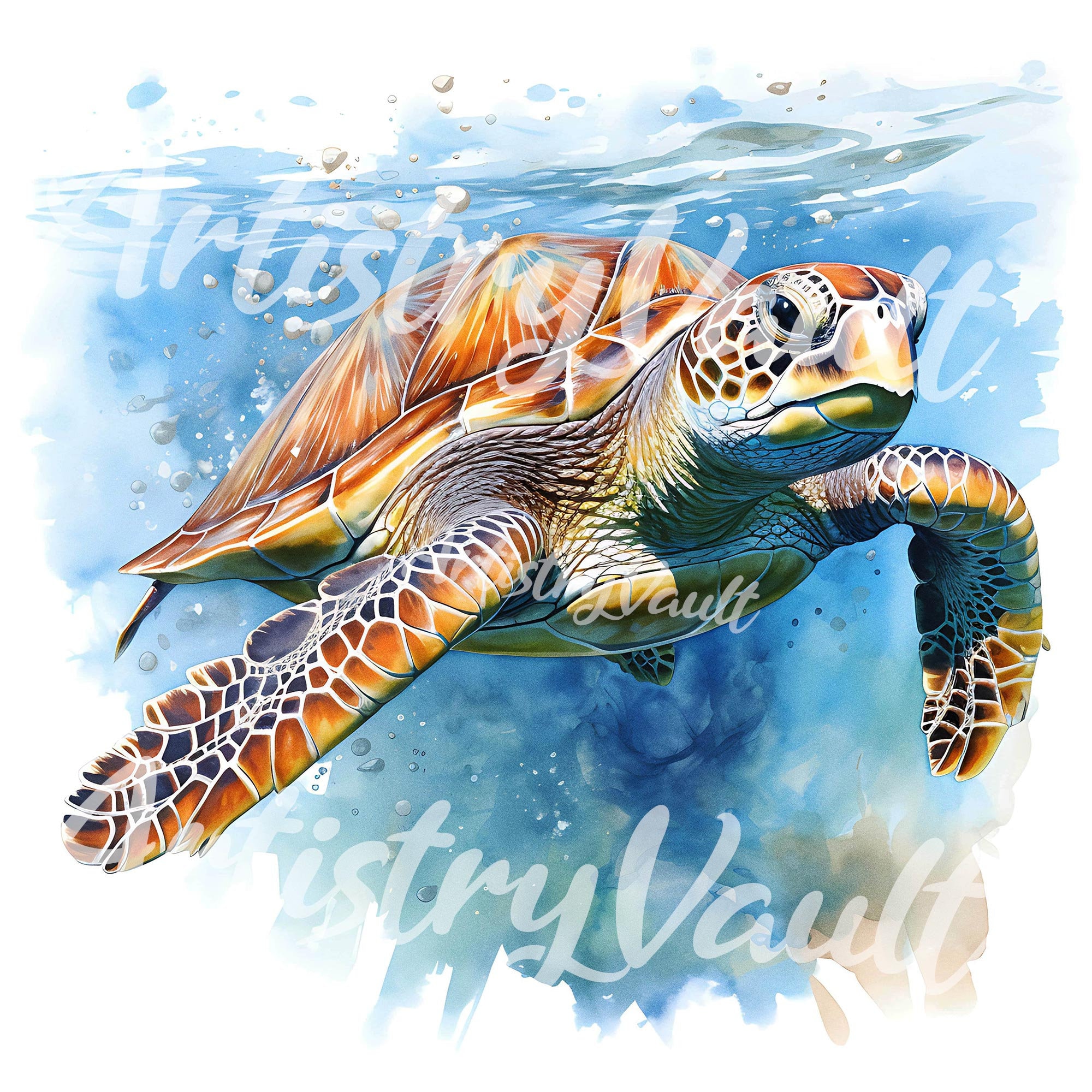 Sea Turtles Watercolor Clipart Ocean Creatures JPG - Etsy