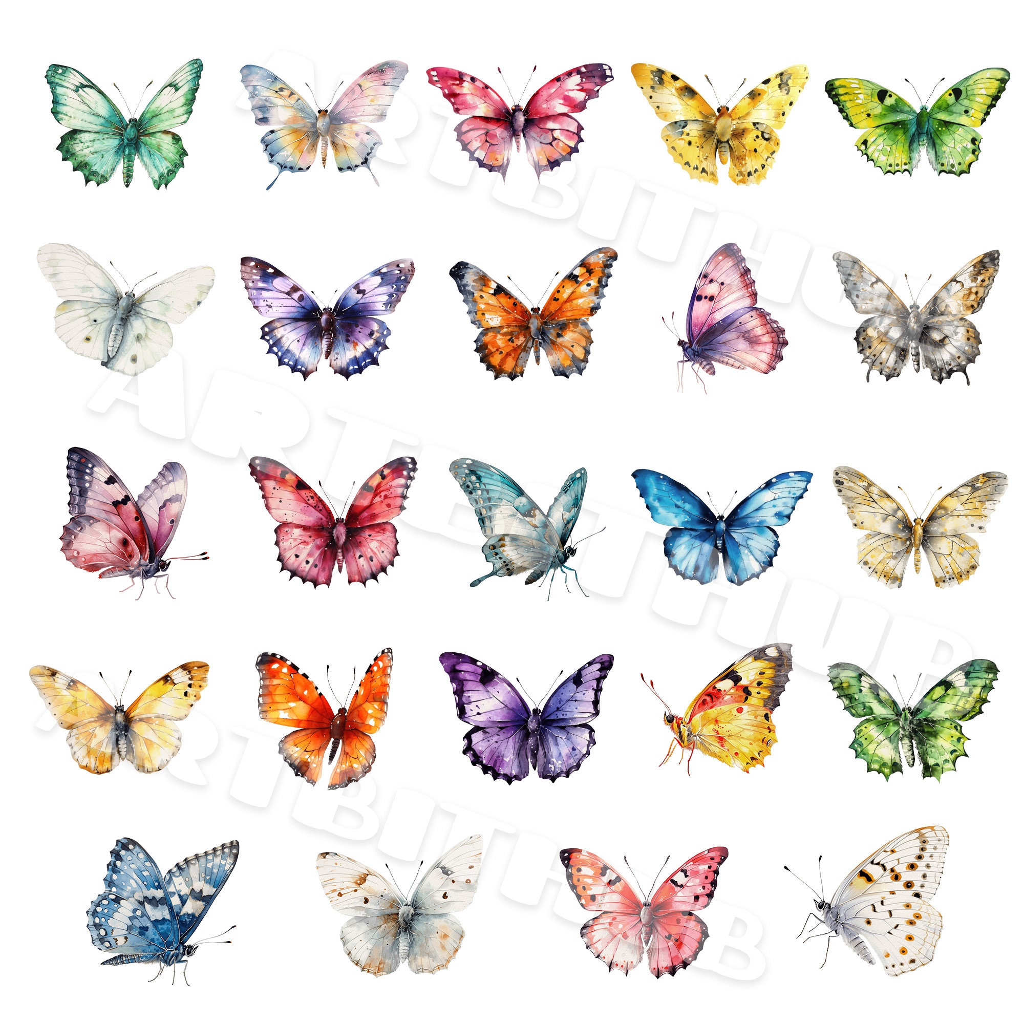 Butterflies Watercolor Clipart - Butterfly Illustration PNG Collection ...