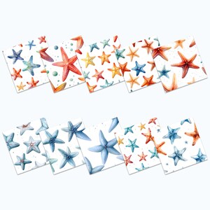 Starfish Watercolor Digital Paper Pack | Sea Star Seamless Pattern JPG ...