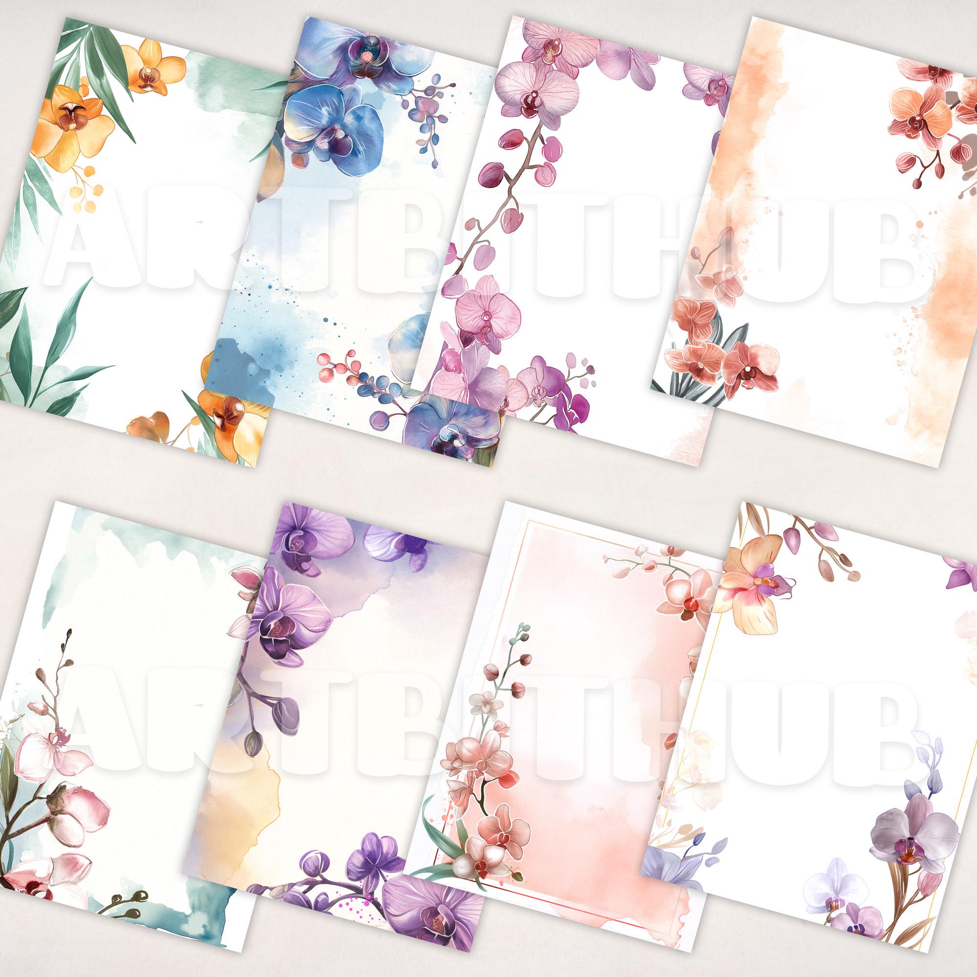 Orchid Bliss Watercolor Journal Pages | Floral Digital Paper Pack ...