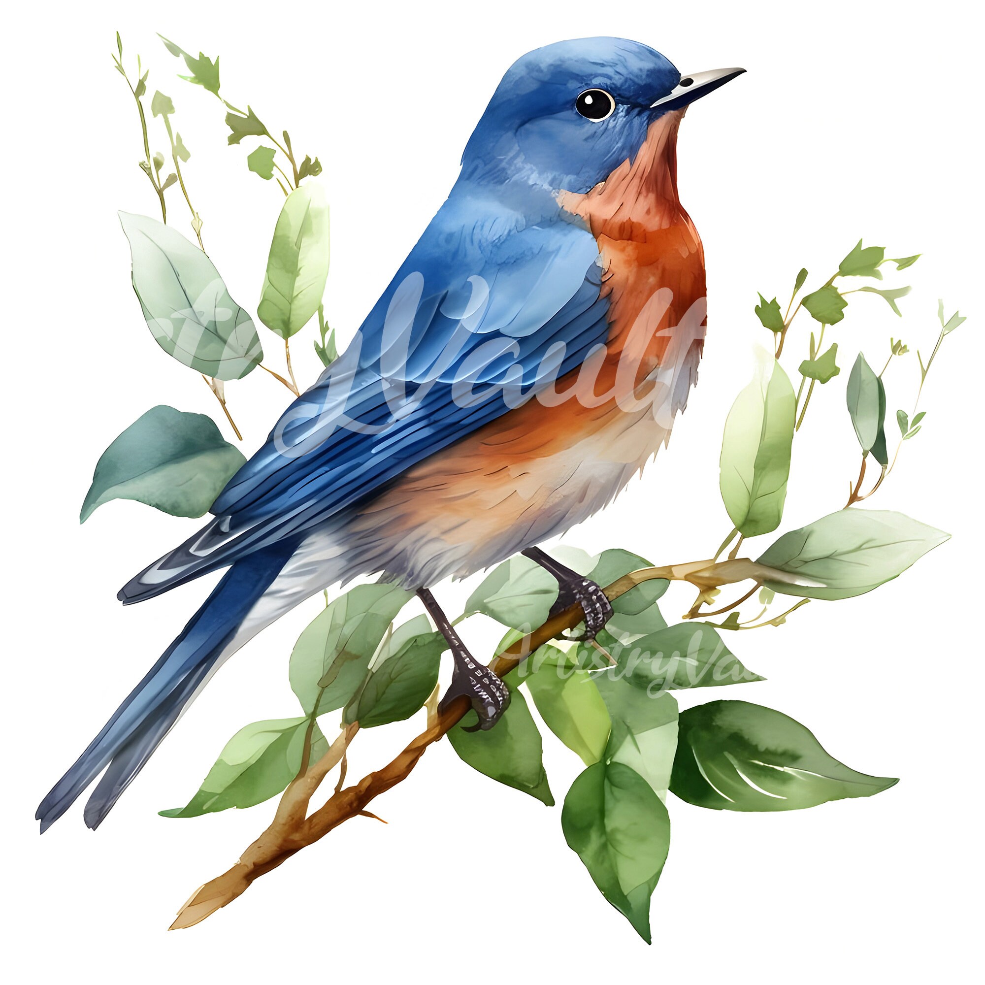 Eastern Bluebird Watercolor Clipart Woodland Bird JPG Set - Etsy