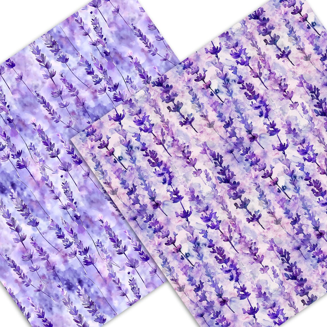 Lavender Watercolor Seamless Pattern | Floral & Greenery JPG Digital ...