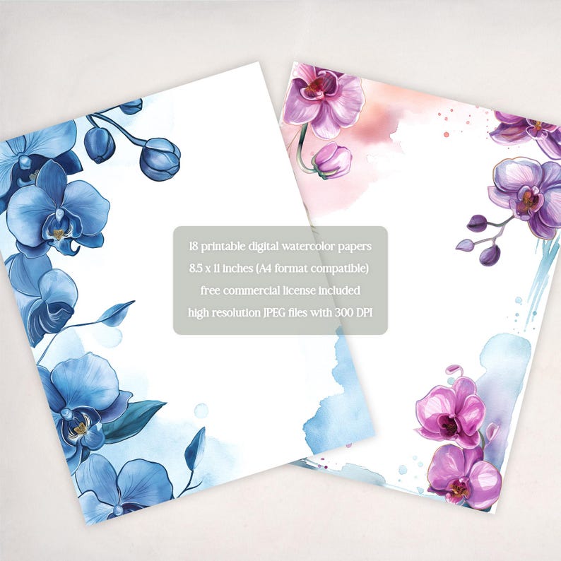 Orchid Bliss Watercolor Journal Pages | Floral Digital Paper Pack ...