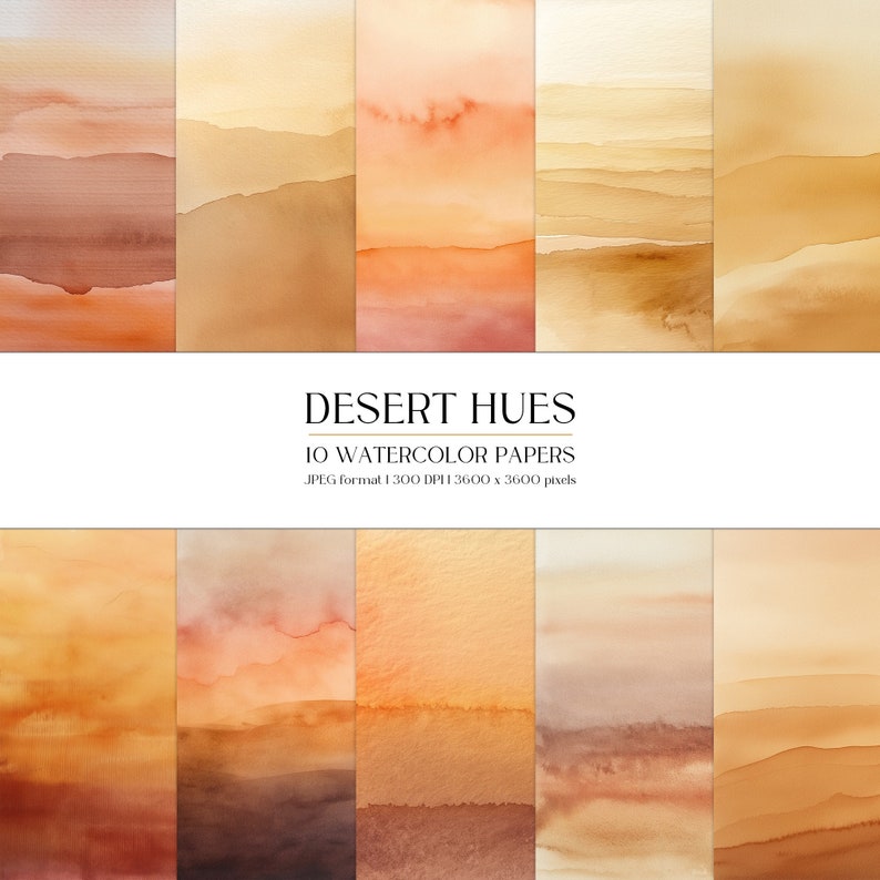 Desert Hues Watercolor Digital Paper | Sand Tones Abstract Background ...