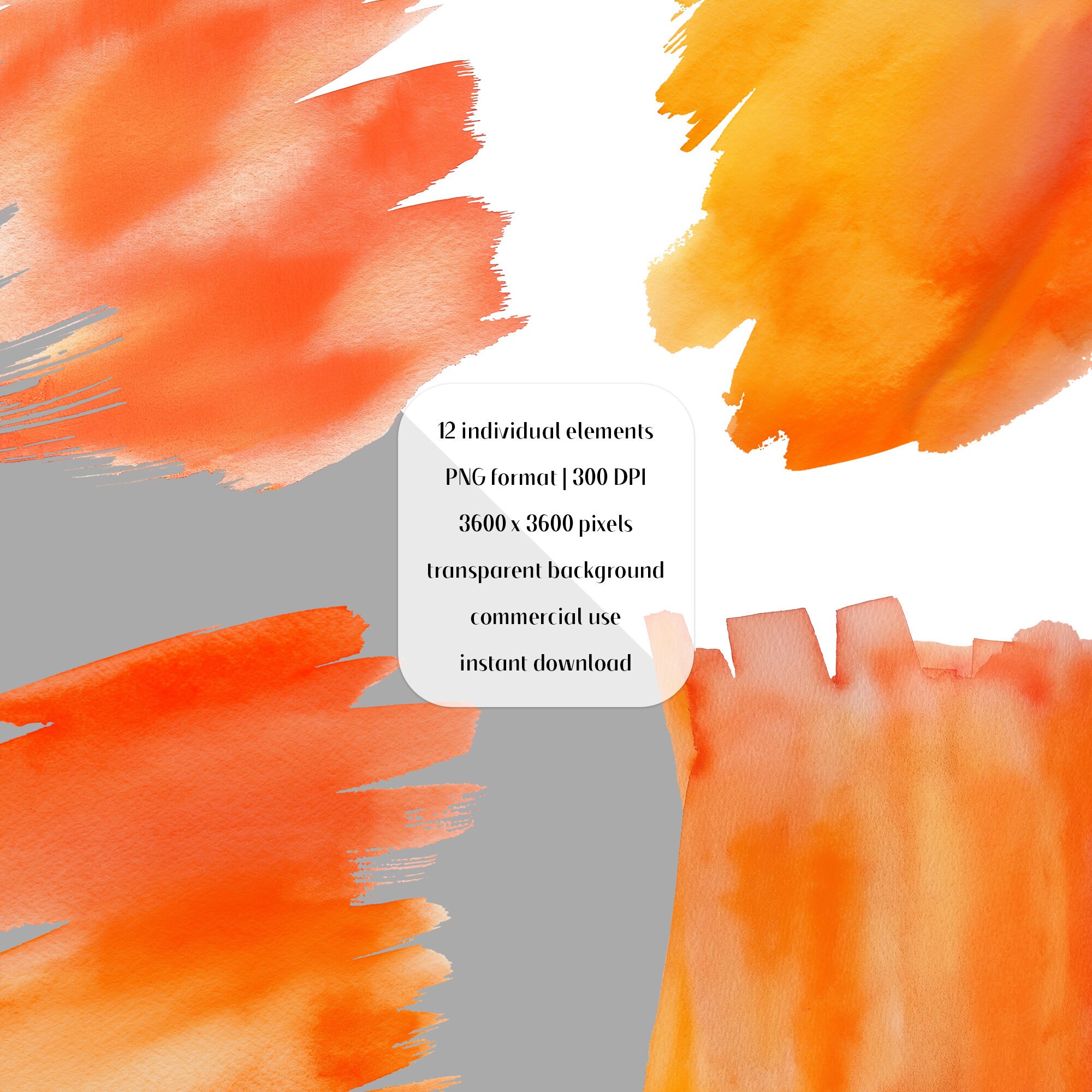 Orange Wash Watercolor Clipart | Amber Brush Stroke Transparent PNG ...