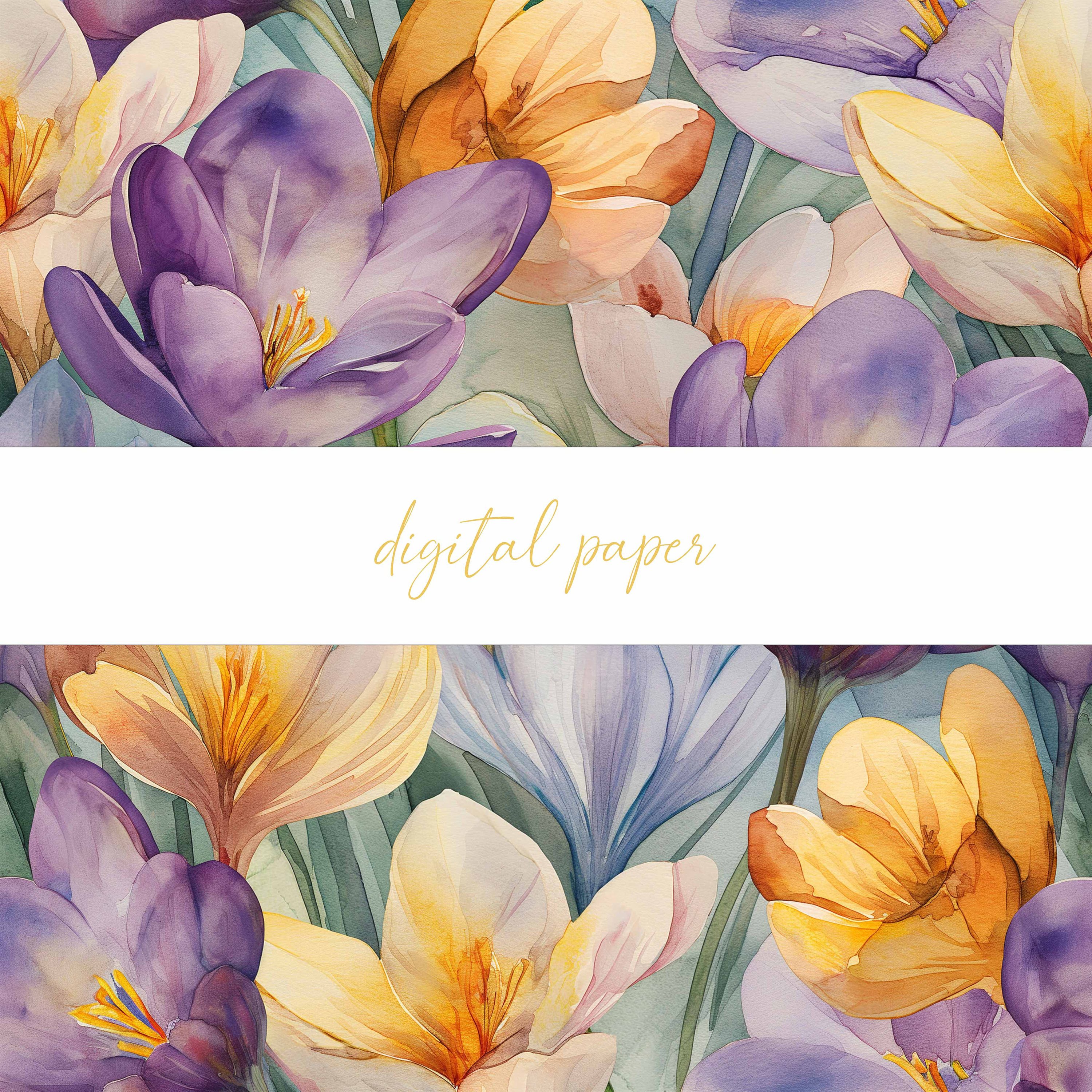 Autumn Flowers Watercolor Digital Paper | Chrysanthemum Marigold Crocus ...
