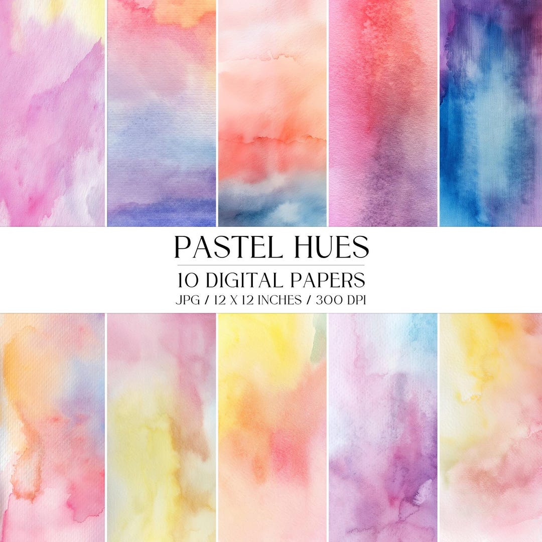 Pastel Watercolor Digital Paper | Rainbow Abstract Textures (JPEG) - Etsy