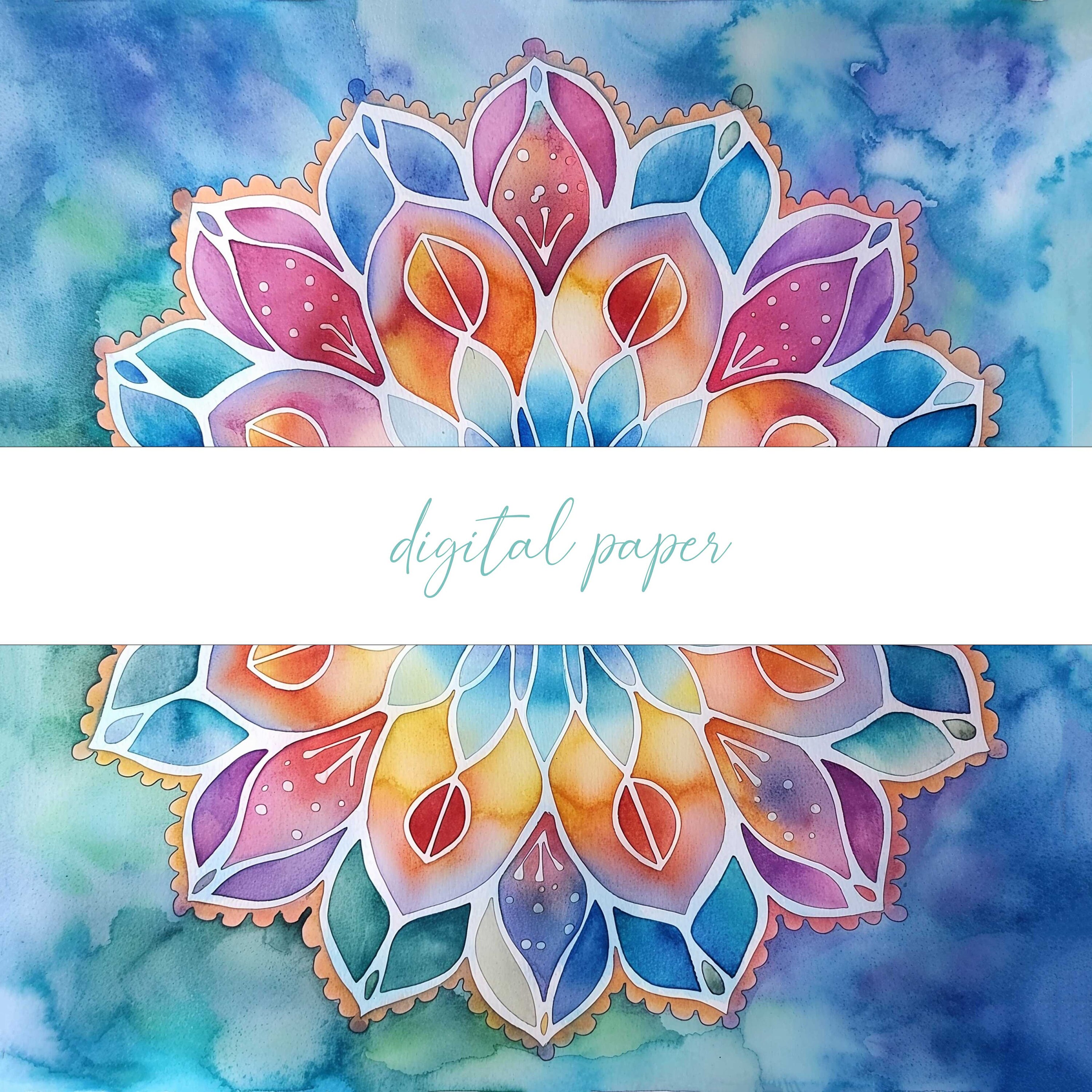 Mandala Watercolor Digital Paper | Modern Abstract Background Texture ...