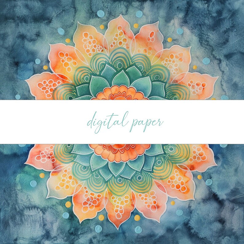 Mandala Watercolor Digital Paper | Modern Abstract Background Texture ...