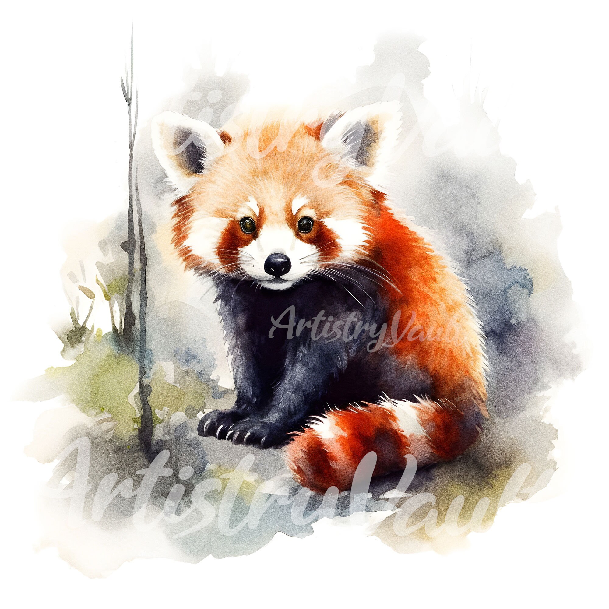 Baby Red Panda Watercolor Clipart Cute Asian Bear JPG Set - Etsy Australia
