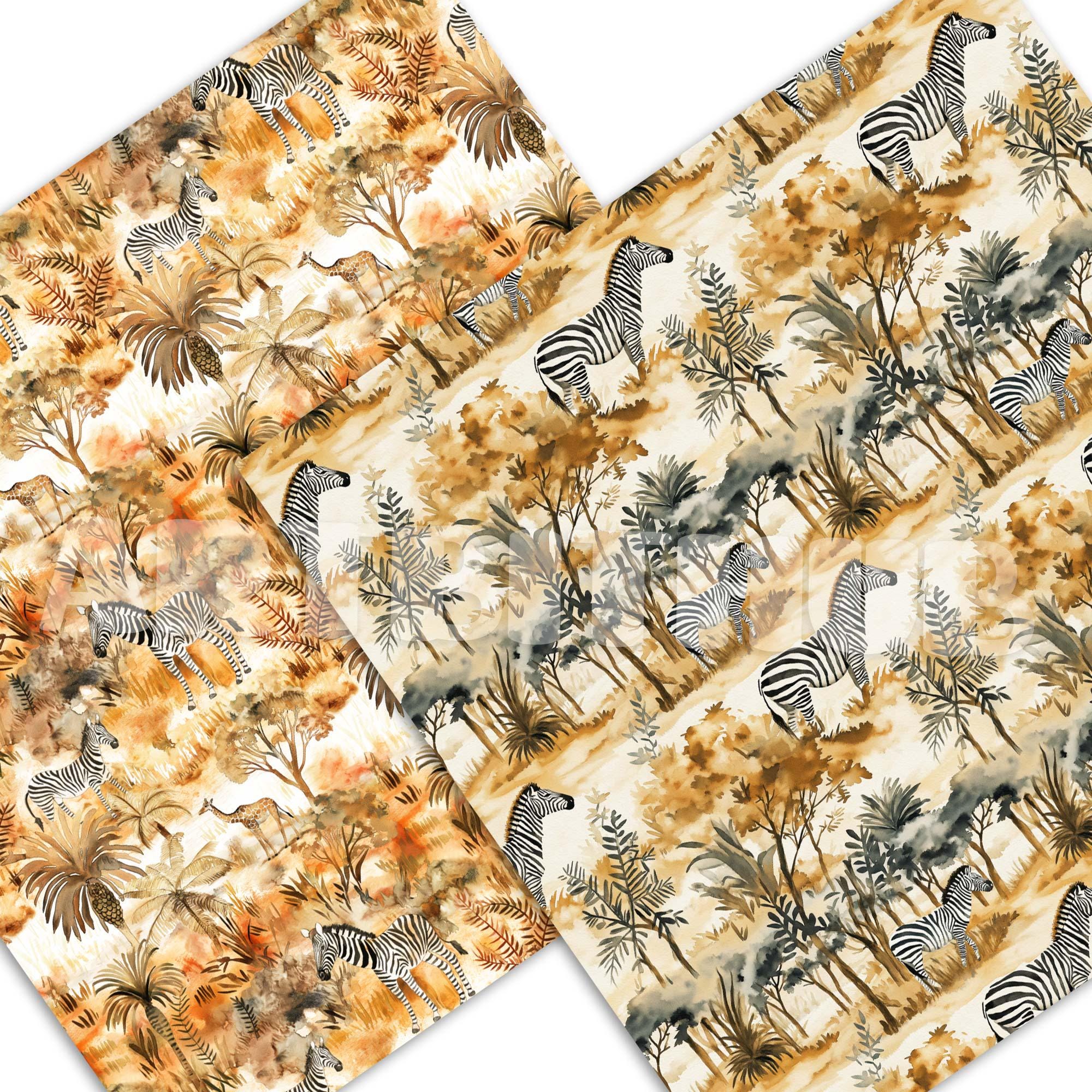 Wild Safari Seamless Pattern | Savannah Creatures JPG Digital Paper ...