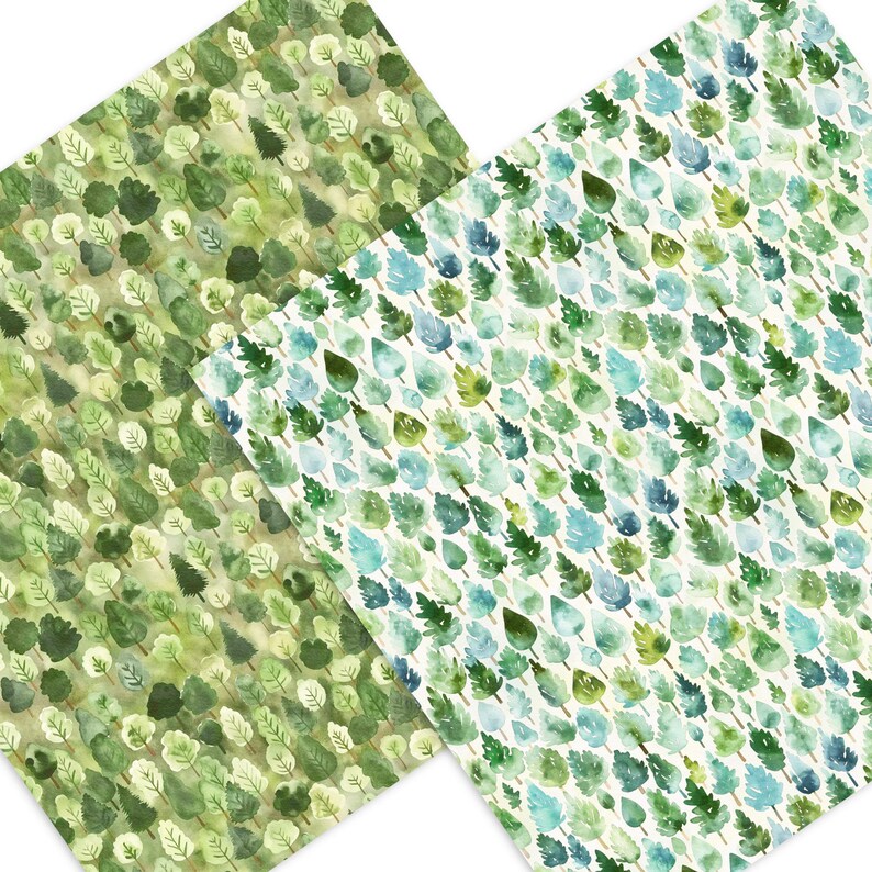 Whimsical Woods Watercolor Seamless Pattern | Cheerful Canopy JPG ...