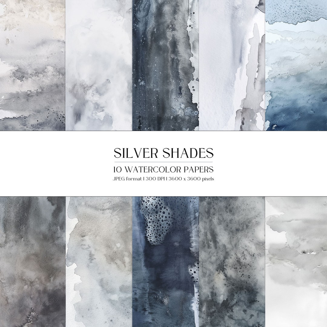 Silver Shades Watercolor Texture | Light Dark Grey Metallic Wash Modern ...
