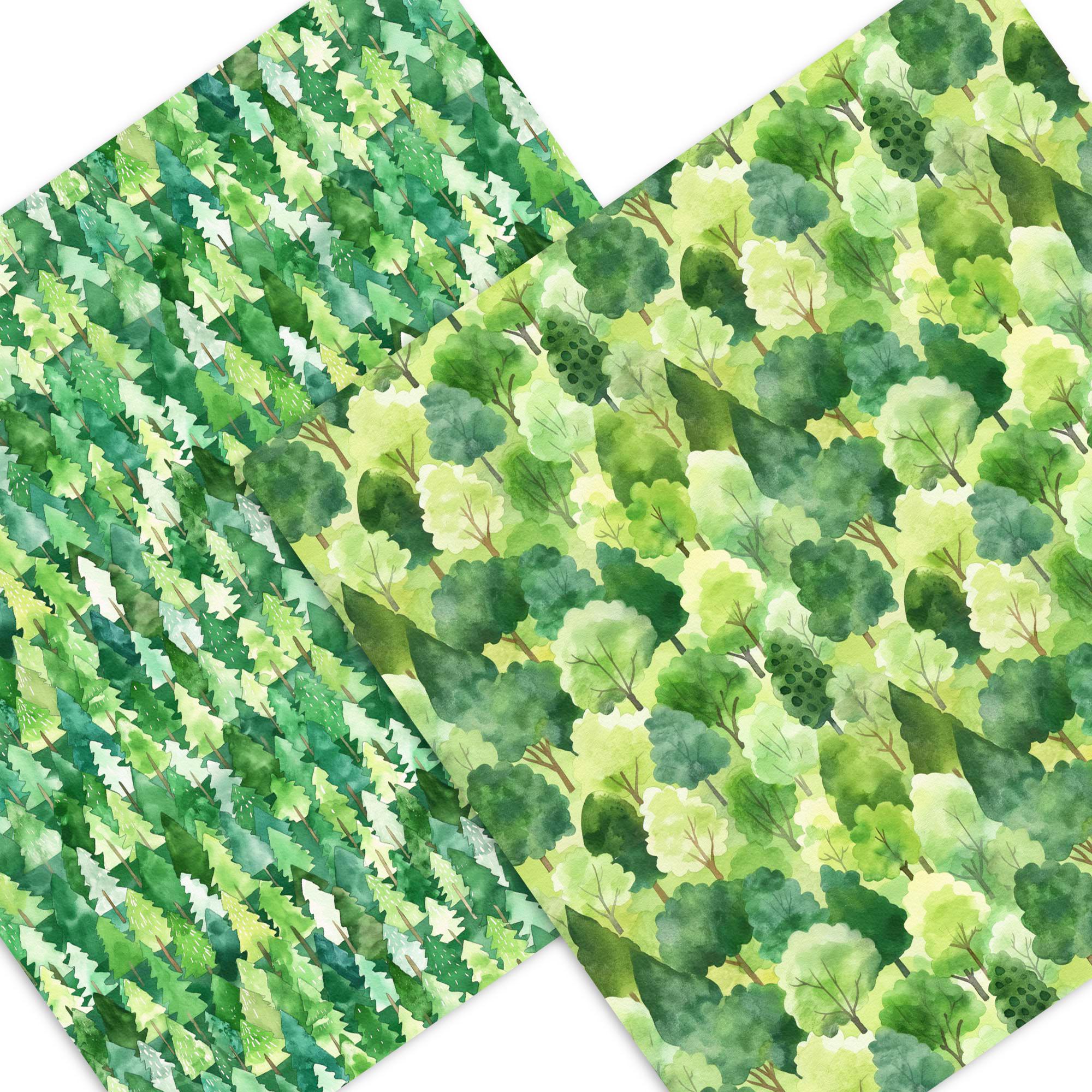 Whimsical Woods Watercolor Seamless Pattern | Cheerful Canopy JPG ...