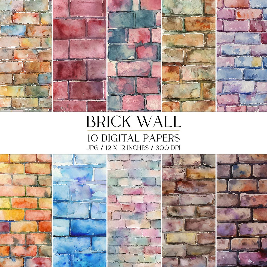 Watercolor Brick Wall Digital Paper | Abstract Texture (JPEG) - Etsy