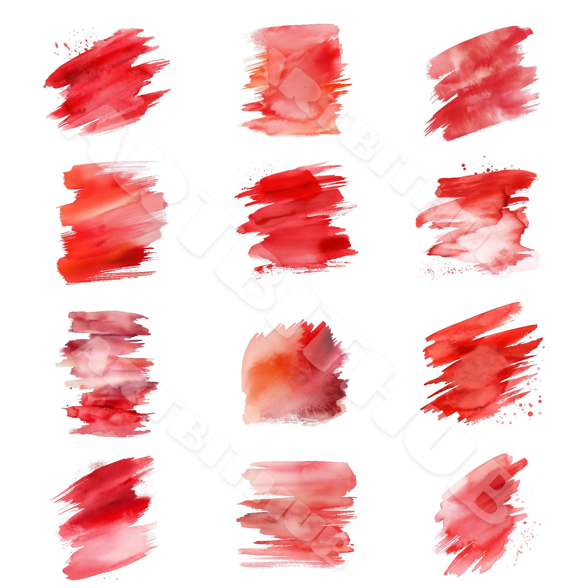 Red Wash Watercolor Clipart Rose Crimson Brush Strokes Transparent PNG ...