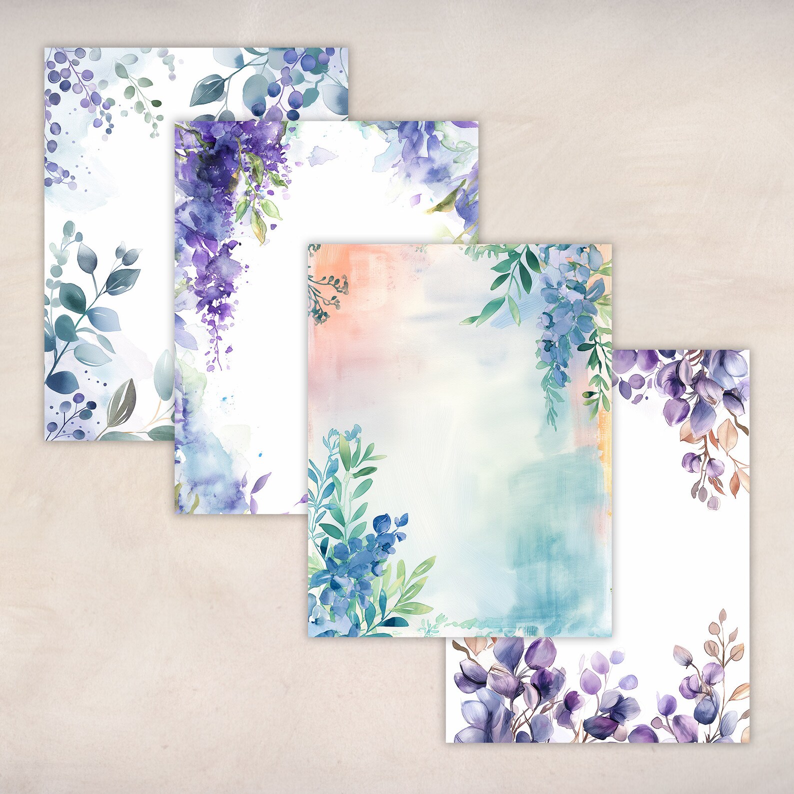 Wisteria Watercolor Journal Pages | Glycine Flower & Greenery JPG ...