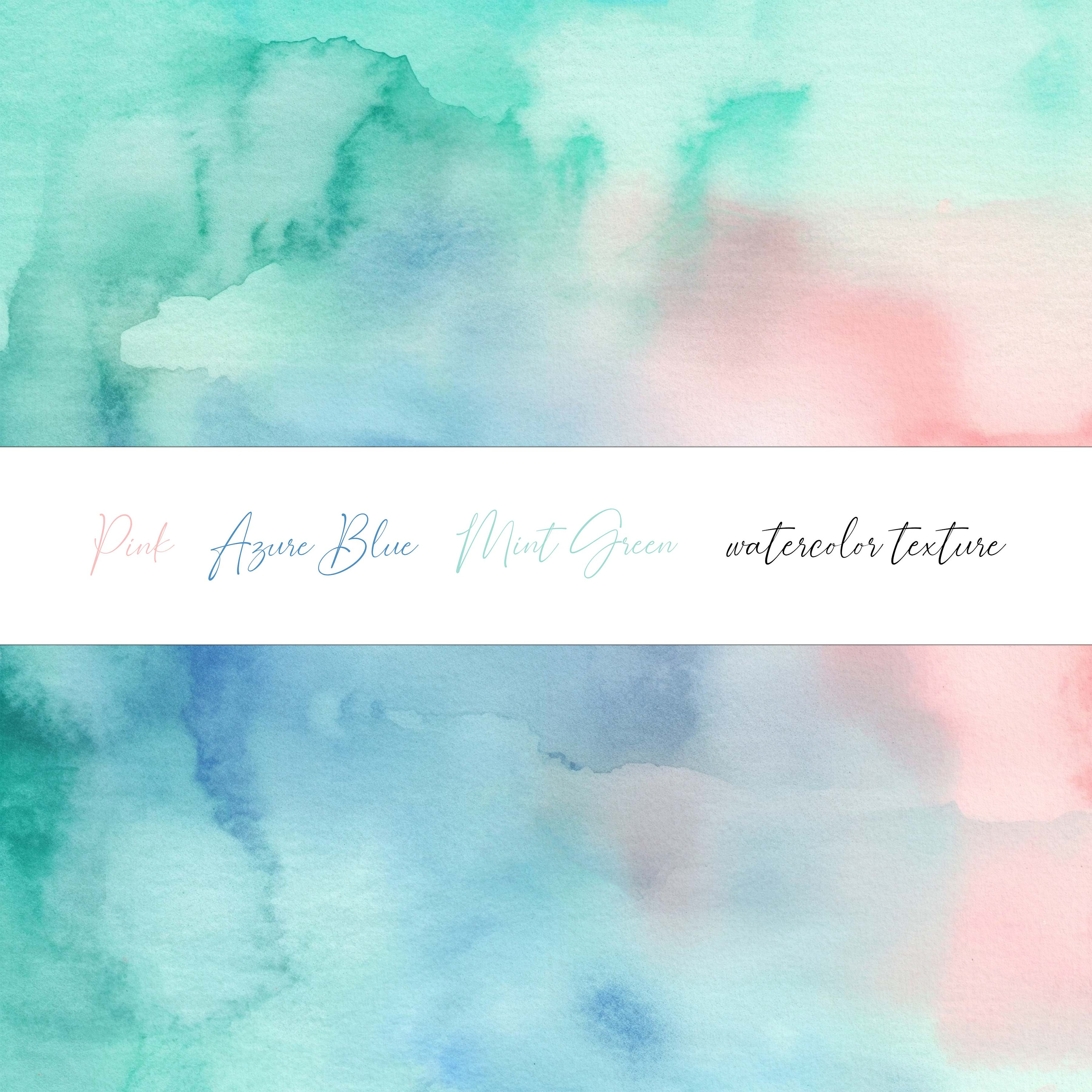 Pink, Azure Blue & Mint Green Watercolor Texture | Modern Abstract ...