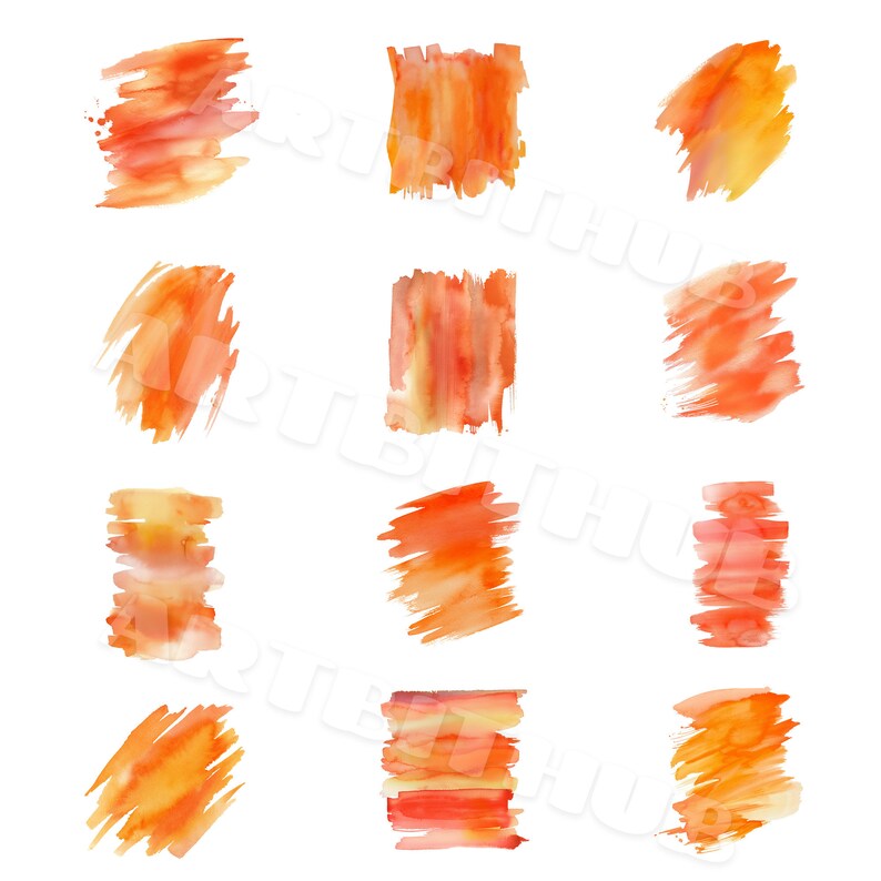 Orange Wash Watercolor Clipart | Amber Brush Stroke Transparent PNG ...