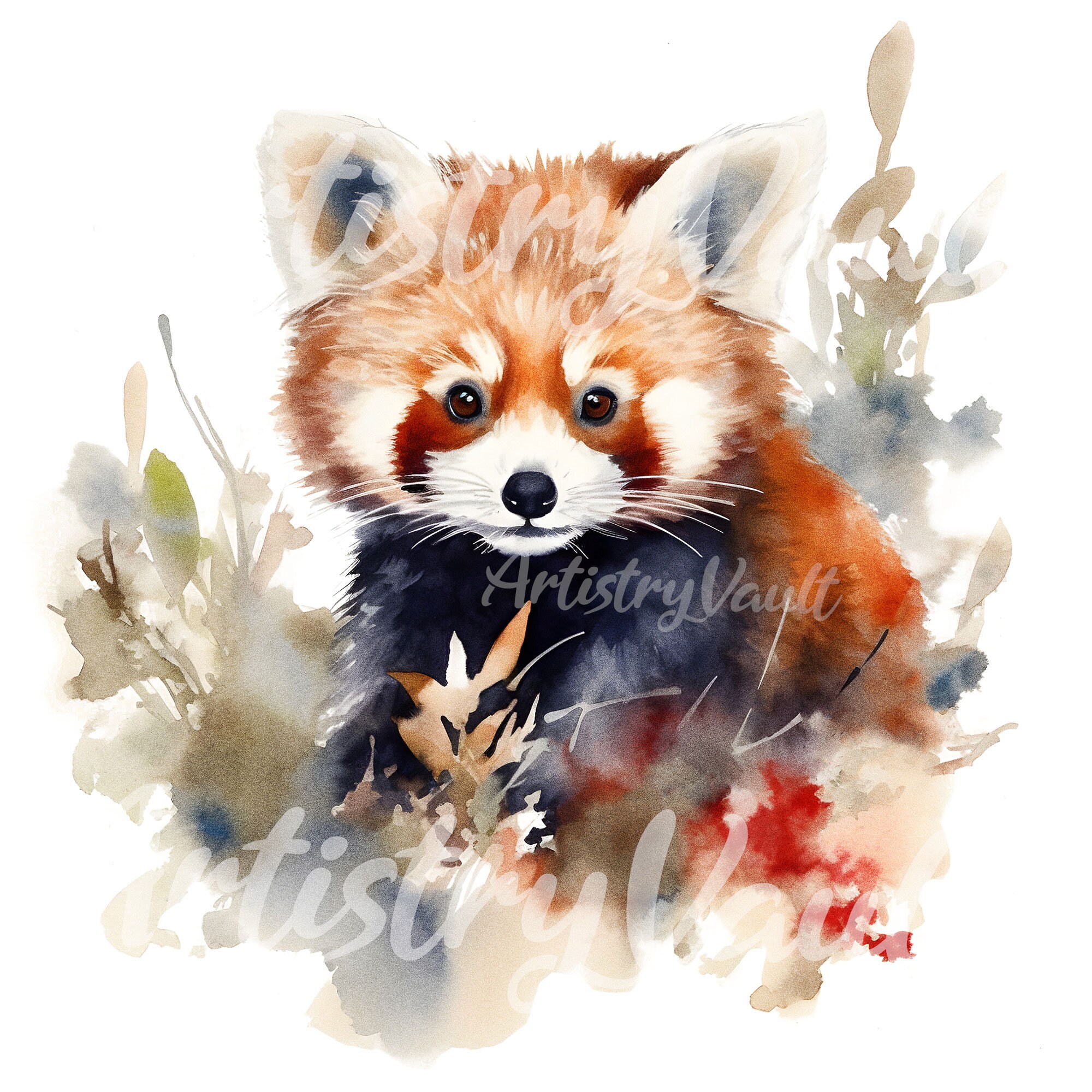 Baby Red Panda Watercolor Clipart Cute Asian Bear JPG Set - Etsy