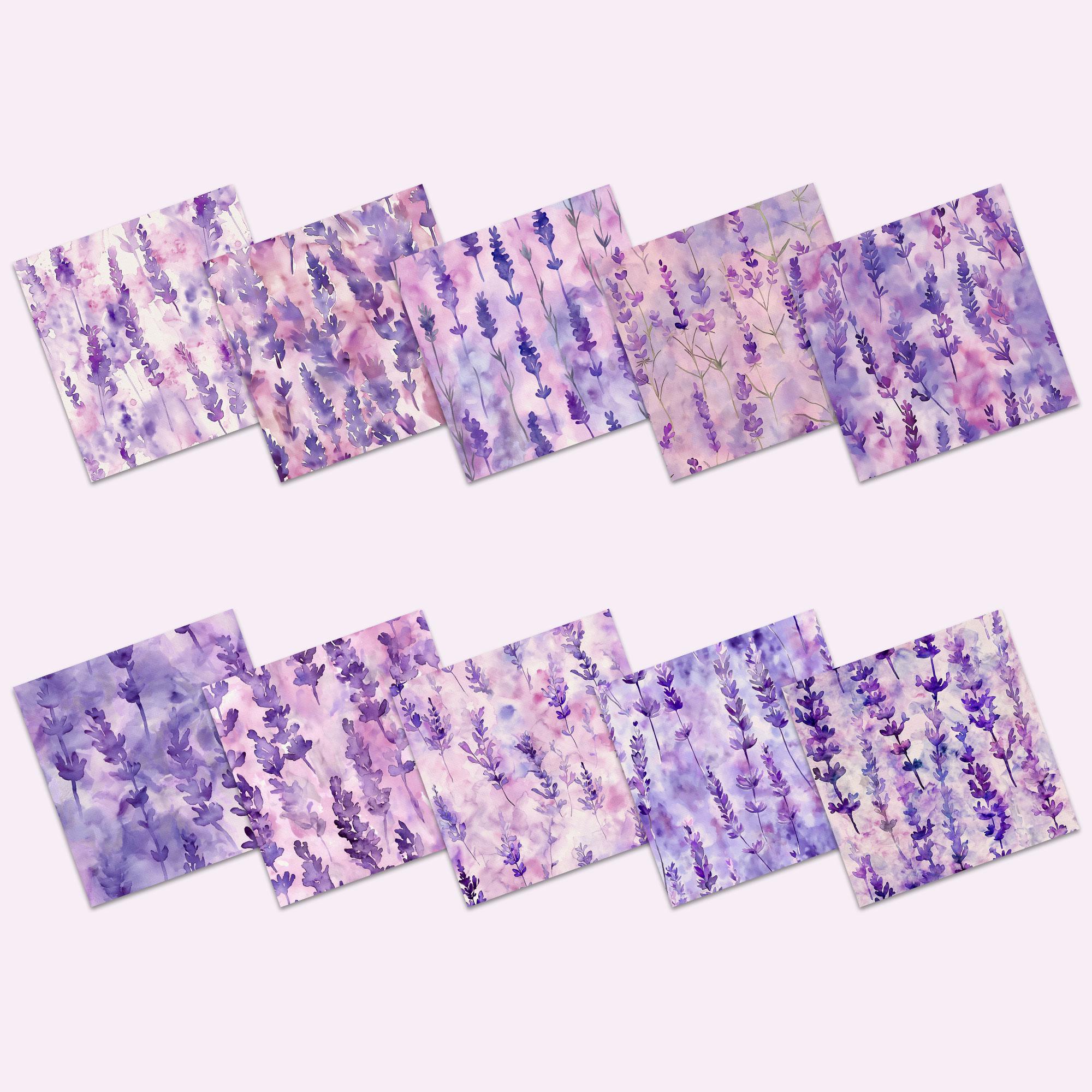 Lavender Watercolor Seamless Pattern | Floral & Greenery JPG Digital ...