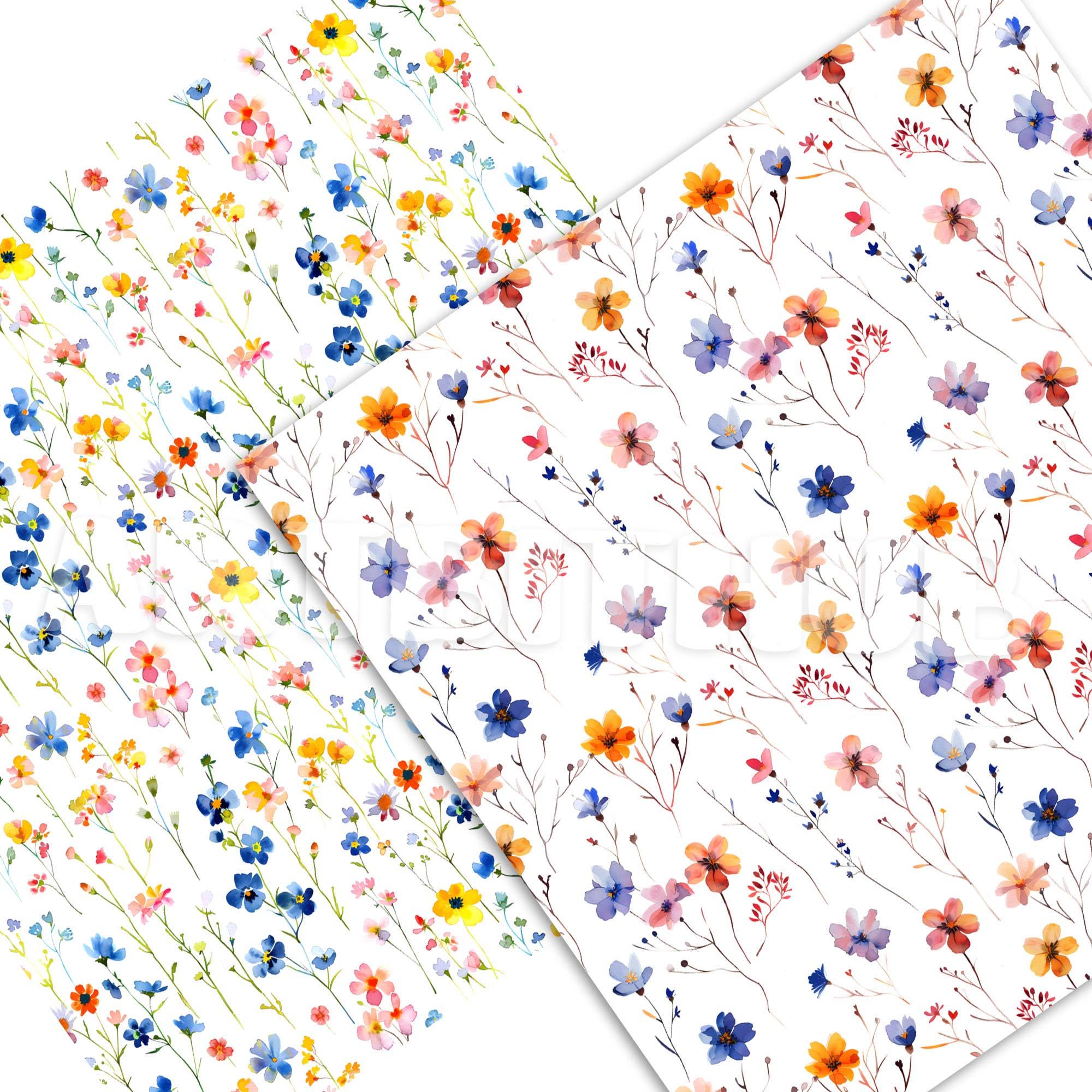 Spring Flowers Watercolor Seamless Pattern Collection | Meadow Floral ...