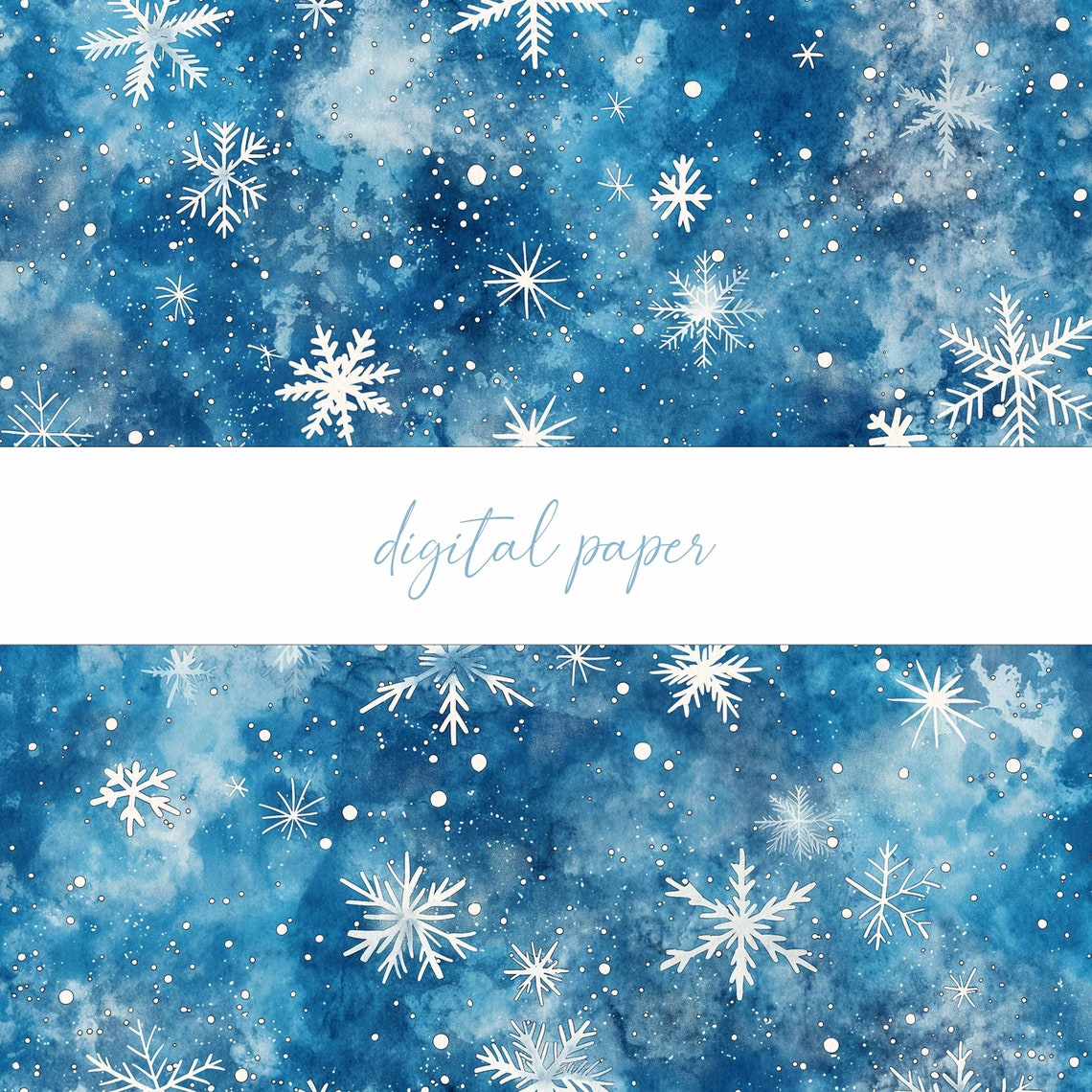 Snowflakes Watercolor Digital Paper | Winter Snow Abstract Background ...