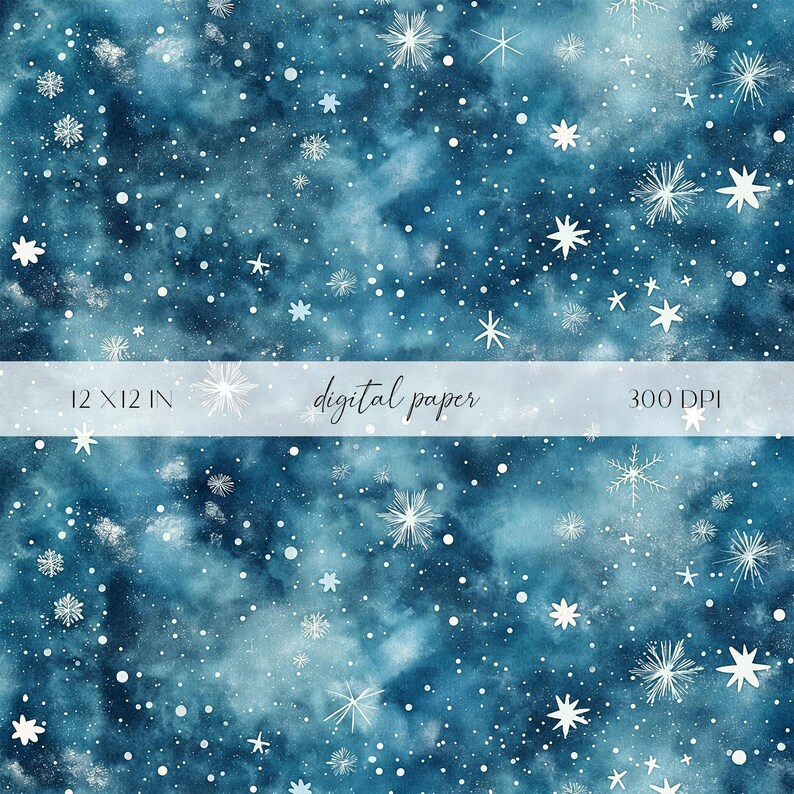Snowflakes Watercolor Digital Paper | Winter Snow Abstract Background ...