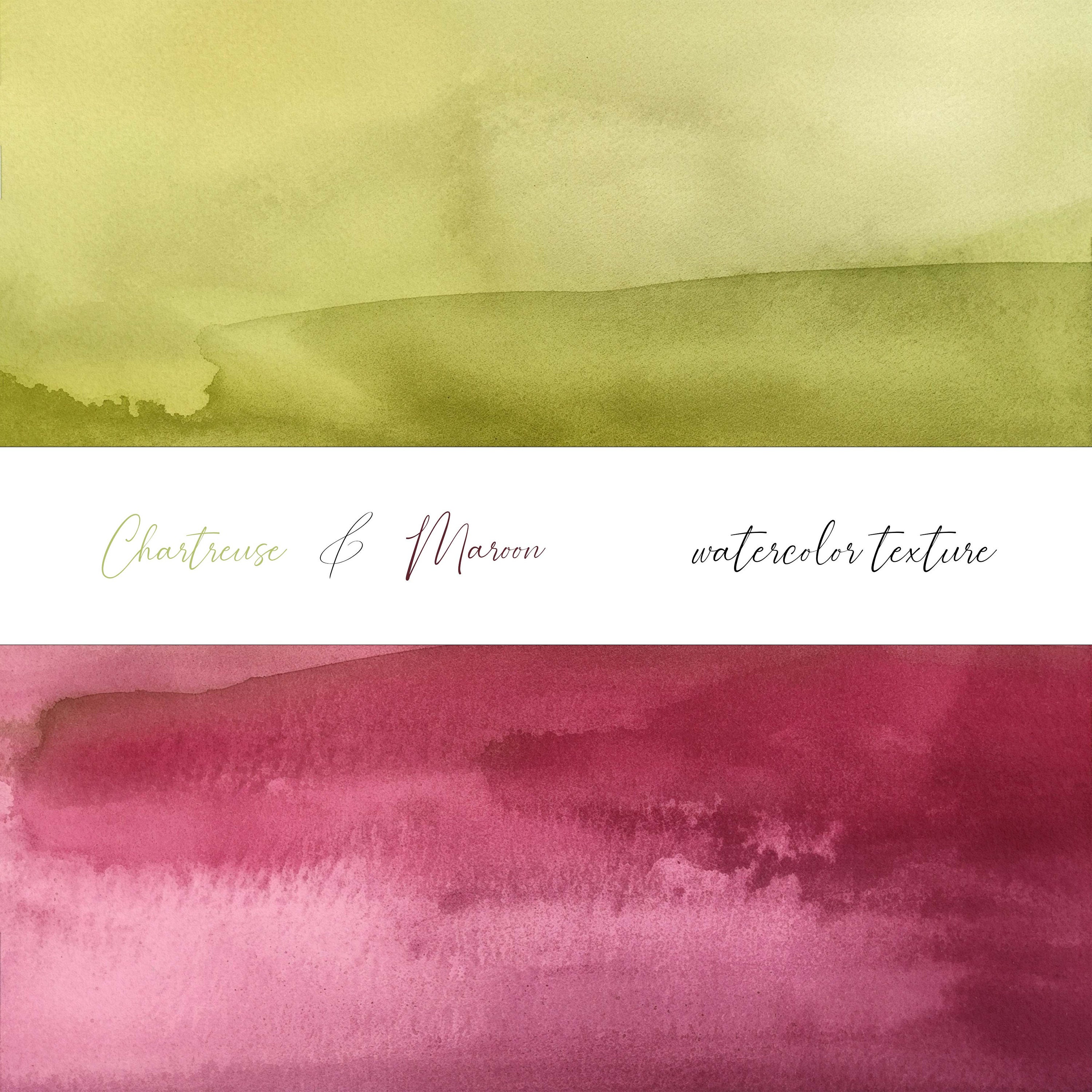 Chartreuse & Maroon Watercolor Texture Yellow Green Modern Abstract ...