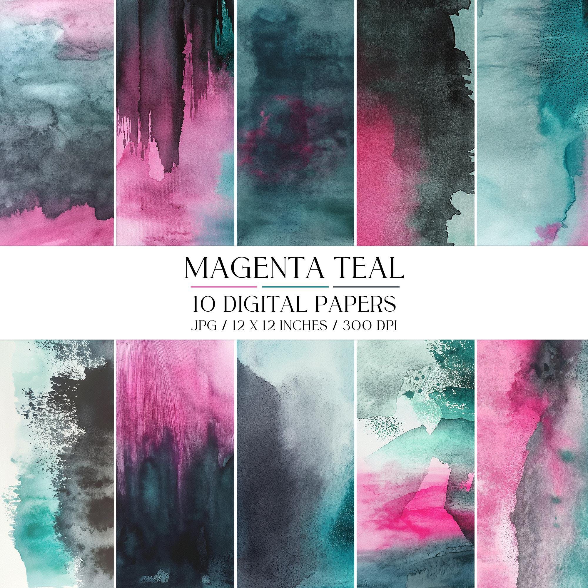 Magenta Teal & Charcoal Watercolor Texture | Red Violet Blue Green Ash ...
