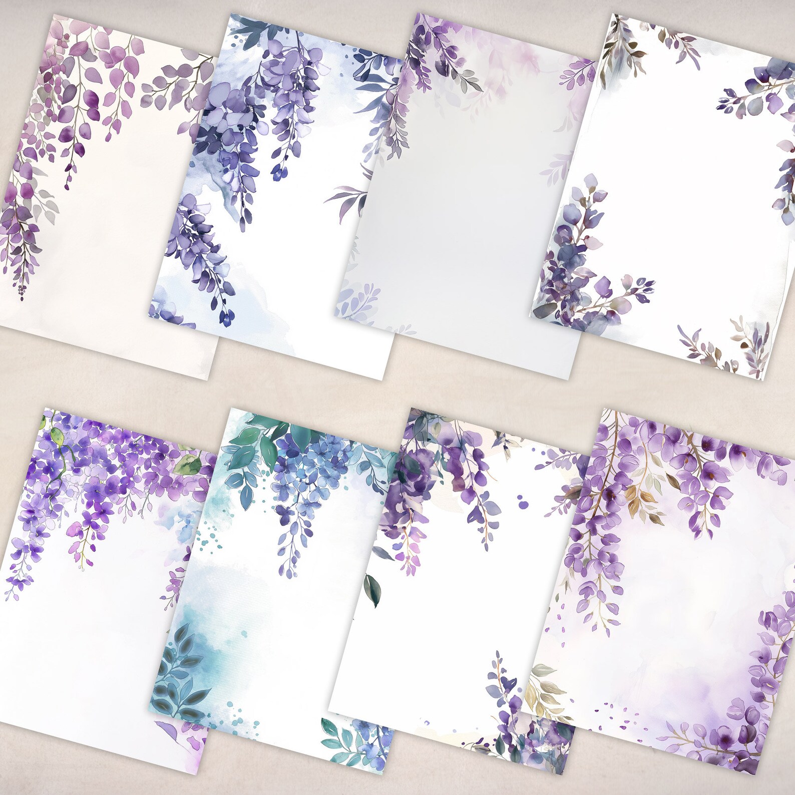 Wisteria Watercolor Journal Pages | Glycine Flower & Greenery JPG ...