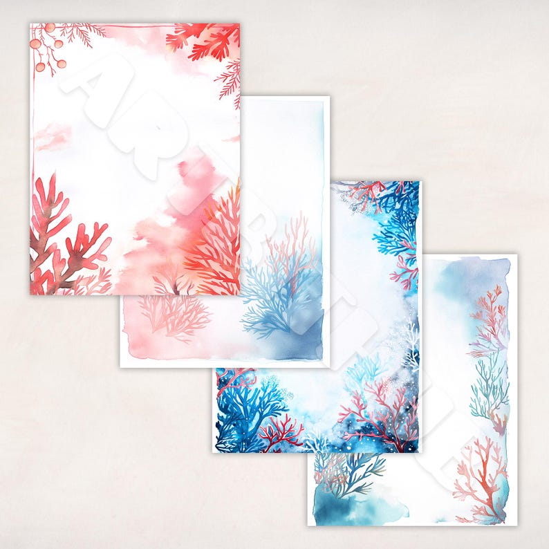 Coral Chronicles Watercolor Journal Pages | Marine Life JPG Digital ...