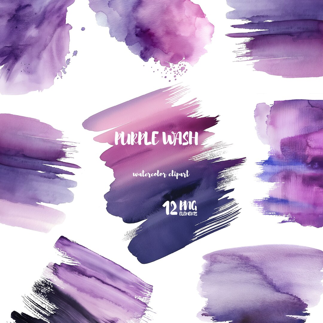 Purple Wash Watercolor Clipart | Violet Brush Strokes Transparent PNG ...