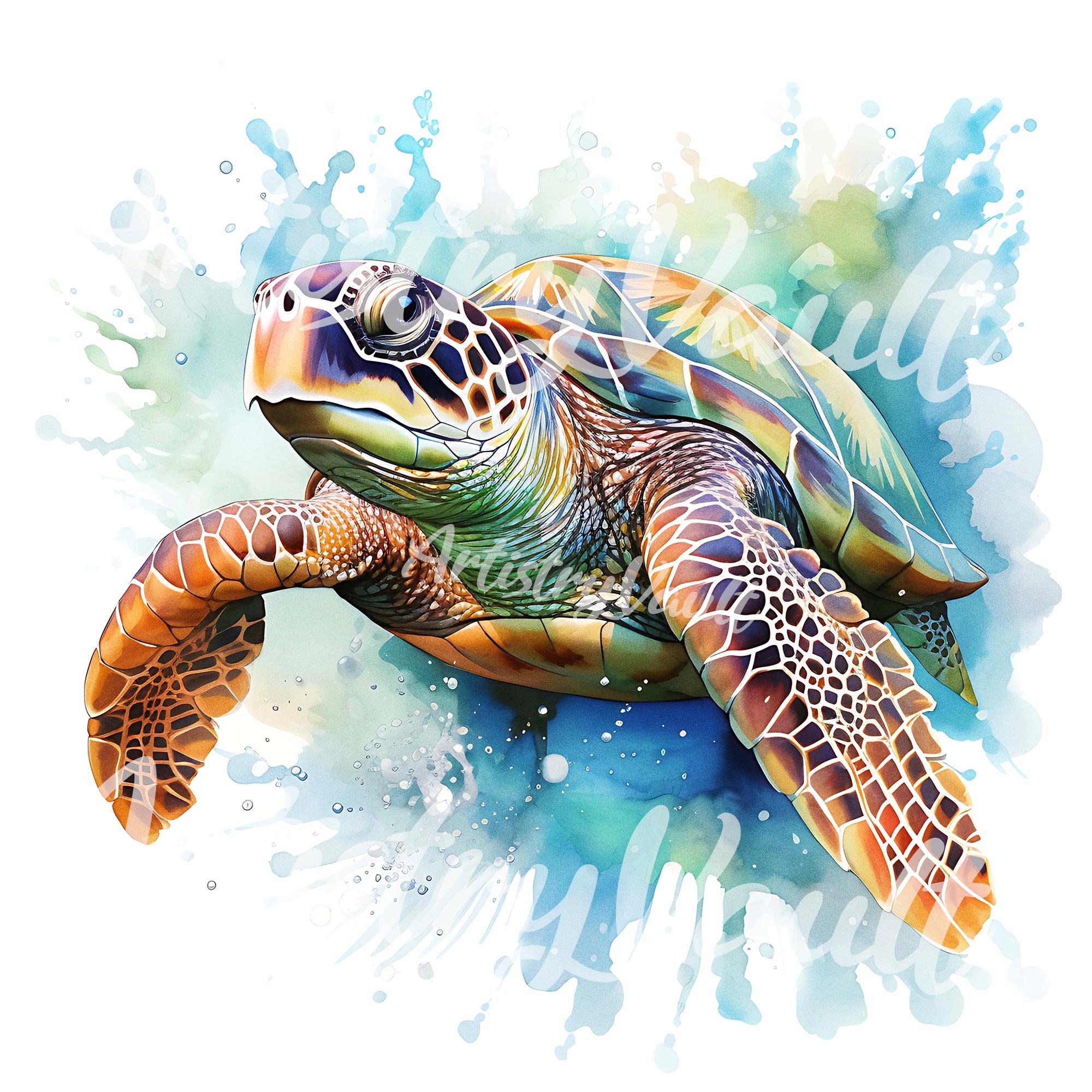 Sea Turtles Watercolor Clipart Ocean Creatures JPG - Etsy