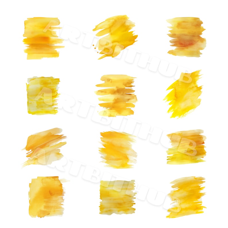 Yellow Wash Watercolor Clipart | Amber Tan Brush Stroke Transparent PNG ...