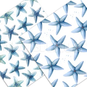 Starfish Watercolor Digital Paper Pack | Sea Star Seamless Pattern JPG ...